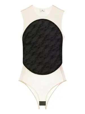 COURREGES Paneled Bodysuit With Lace Detail - Black