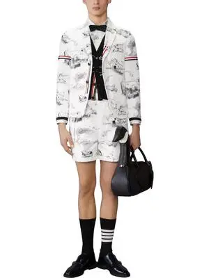 Thom Browne V-neck Scenic Intarsia Cardigan - Black