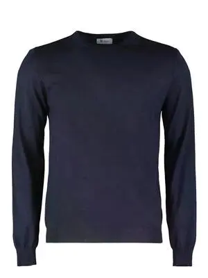 THE (ALPHABET) Crew Neck Cashmere Jumper - Blue