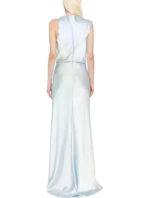 Amsale Satin Draped Maxi Dress - Blue