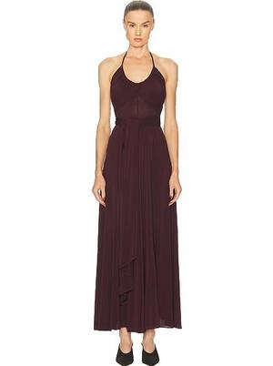 Alaïa Halter Long Dress - Bordeaux