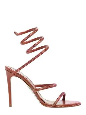 Rene Caovilla 110mm Crystal-embellished Spiral-wrap Sandals - Red