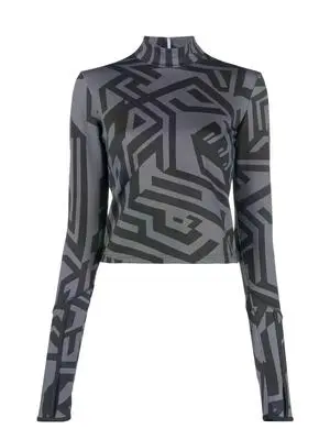 Alexander McQueen Geometric-print Top - Black