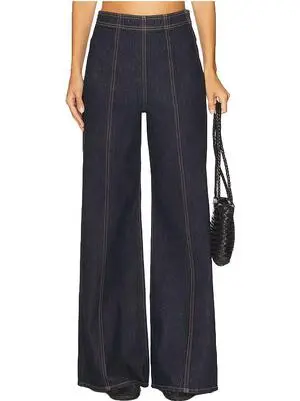 Ulla Johnson Bianca Wide Leg Denim Trousers - Blue