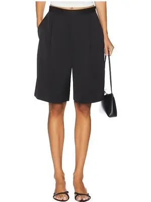 Susana Monaco Satin Shorts With Pleated Trim - Black