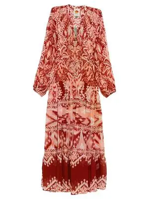 Farm Rio Tropical Print V-neck Maxi Dress - Red