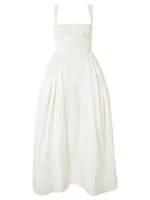 CLIO PEPPIATT Sunbeam Paneled Embellished Taffeta Gown - Neutrals