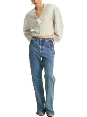 ROTATE BY BIRGER CHRISTENSEN Lace-up Straight-leg Jeans - Blue
