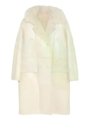YVES SALOMON Shearling Lined Wool Coat - Neutrals