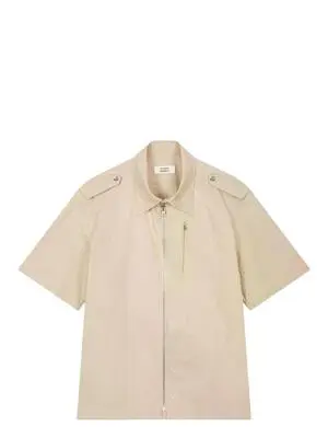 STUDIO TOMBOY Short-sleeve Zip-up Shirt - Neutrals