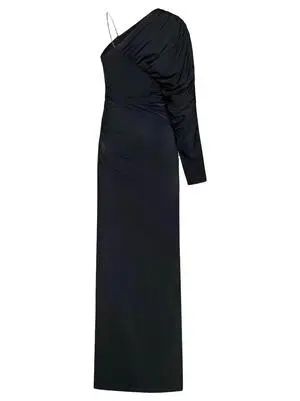 DANAME Asymmetrical Draped Evening Dress - Black