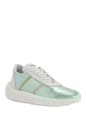 GIUSEPPE ZANOTTI Giuseppe Zanotti Urchin Snakeskin-Effect Lace-Up Sneakers Blue