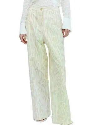 SONG FOR THE MUTE Zebra Print Wide Leg Trousers - Neutrals