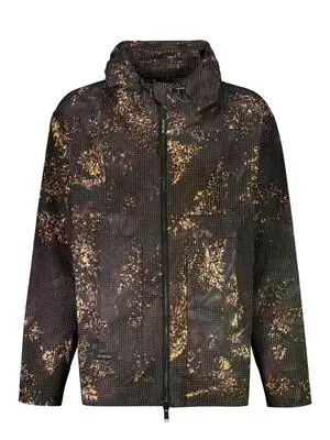 ISO.POETISM Abstract Print Hooded Jacket - Black