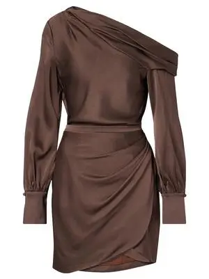 Simkhai Cameron Draped One-shoulder Minidress - Brown
