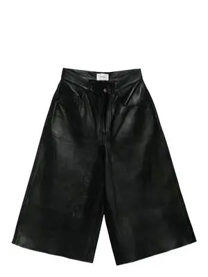 HAIKURE Leather Wide-leg Culottes - Black