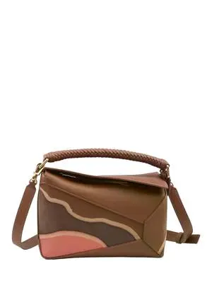 Loewe Small Puzzle Edge Calfskin Tote Bag - Brown