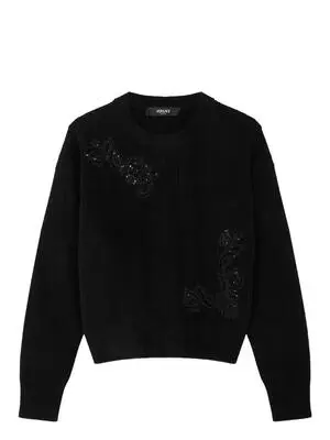 Versace Embroidered Detail Pullover Sweater - Black