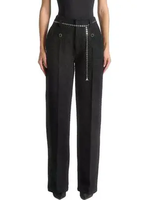 Manière De Voir Maniere De Voir Nathalie Belted Tweed Trousers - Black