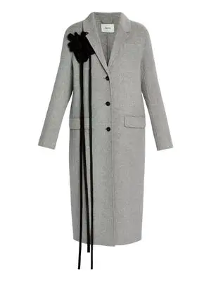 Erdem Floral Appliqué Tailored Coat - Grey