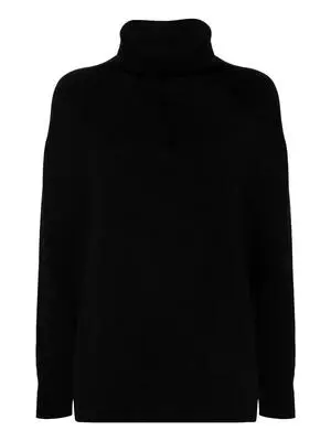 Eric Bompard Hammer-sleeve Round-neck Sweater - Black
