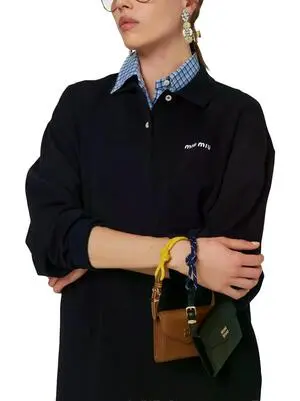 Miu Miu Logo-embroidered Piqué Polo Shirt - Blue