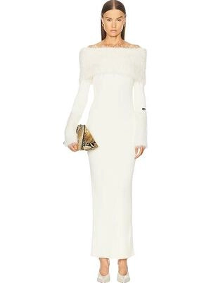 JEAN PAUL GAULTIER Ribbed Hairy Long Dress - Ecru