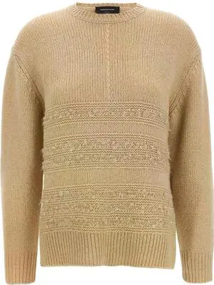 Fabiana Filippi Bouclé Insert Crew Neck Sweater - Neutrals