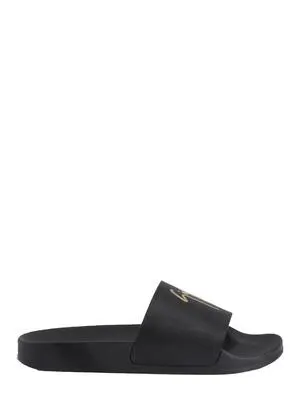 GIUSEPPE ZANOTTI Brett Logo-embellished Leather Slides - Black