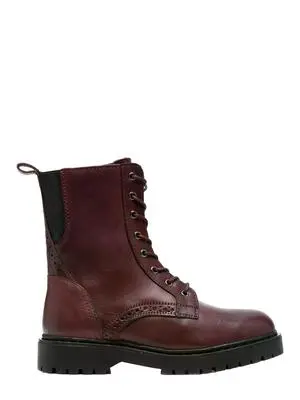 Geox Bleyze Leather Ankle Boots - Red