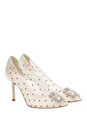 MANOLO BLAHNIK Manolo Blahnik Hangisi 90 Polka-Dot Embellished Pumps