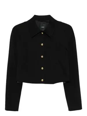 Pinko Cropped Jacket With Button Fastening - Black
