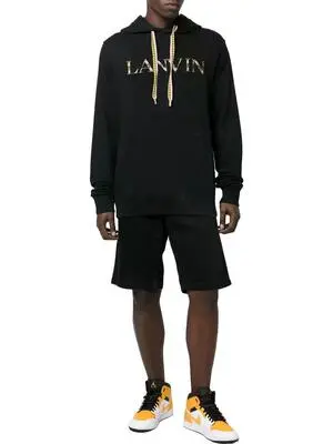 LANVIN Embroidered-logo Hoodie - Black
