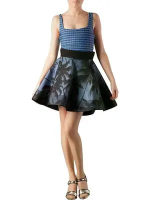 Fausto Puglisi Palm Tree Print Flared Skirt - Blue