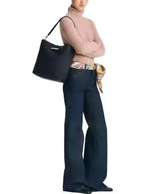 Longchamp Medium Le Roseau Shoulder Bag - Black