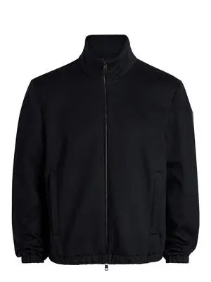 Moncler Cotton-blend Jacket With High Neck And Zip Fastening - Navy