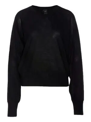 Pinko Wool Round Neck Long Sleeve Sweater - Black