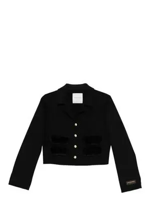 ERMANNO FIRENZE Cropped Buttoned Jacket - Black