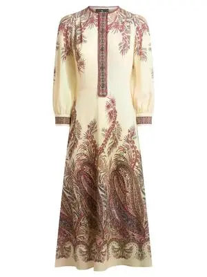 Etro Paisley Print Button Detailed Midi Dress - Neutrals