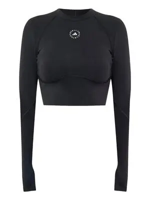 Adidas By Stella McCartney Adidas By Stella McCartney Long-Sleeve Cropped Top With Logo Detail Black
