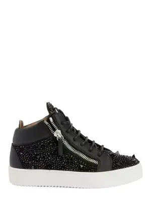 GIUSEPPE ZANOTTI Kriss Rhinestone Embellished High Top Sneakers - Black