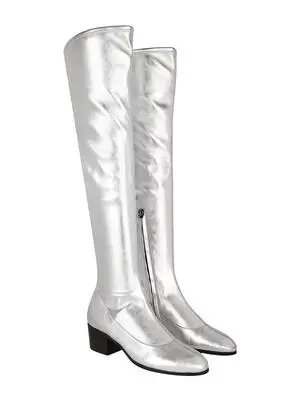 GIUSEPPE ZANOTTI Metallic Knee-high Boots - Silver