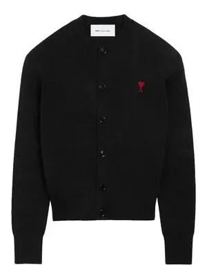 AMI AMI Paris Wool Crewneck Cardigan With Ami De Coeur Embroidery