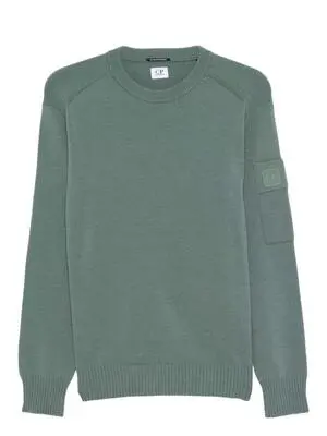 C.P. COMPANY Patch Pocket Crew Neck Sweater - Green