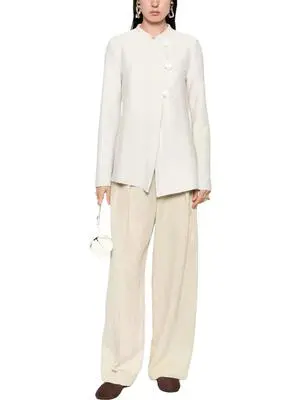 Emporio Armani Asymmetric-Fastening Jacket Neutrals