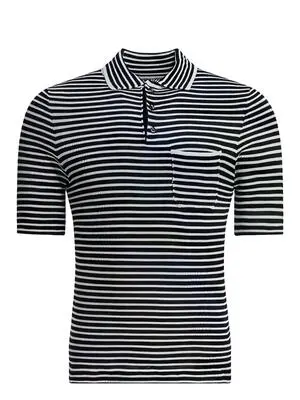 RAKKI Striped Pocket Polo Shirt - Blue