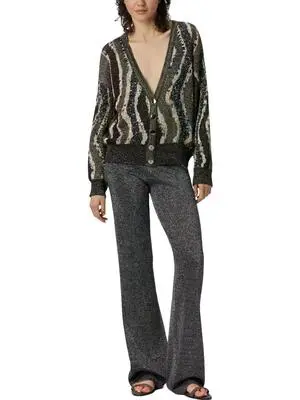Missoni Metallic Effect Flared Leg Trousers - Grey