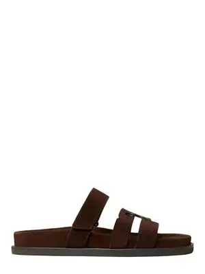 Tory Burch Tory Burch Ines Slides With Split Double T Design Brown