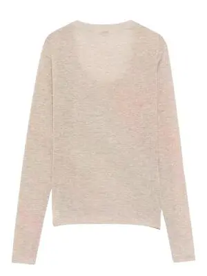Patrizia Pepe Long Sleeve Logo Detail Sweater - Neutrals