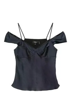 Theory Off-shoulder Satin Top - Blue